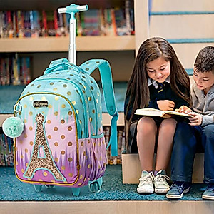 MOHCO Rolling Backpack 18 inch with Lunch Bag and Pencil Case Wheeled School Backpack for Boys and Girls