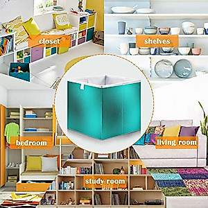 Teal Storage Basket Storage Bin Square Collapsible Nursery Hamper Decorative Storage Boxes Organizer for Nursery Toys Kids Room