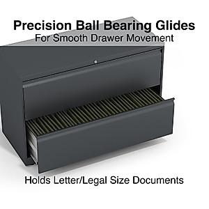 Lorell 2-Drawer Lateral File, 42 by 18-5/8 by 28-1/8-Inch, Charcoal