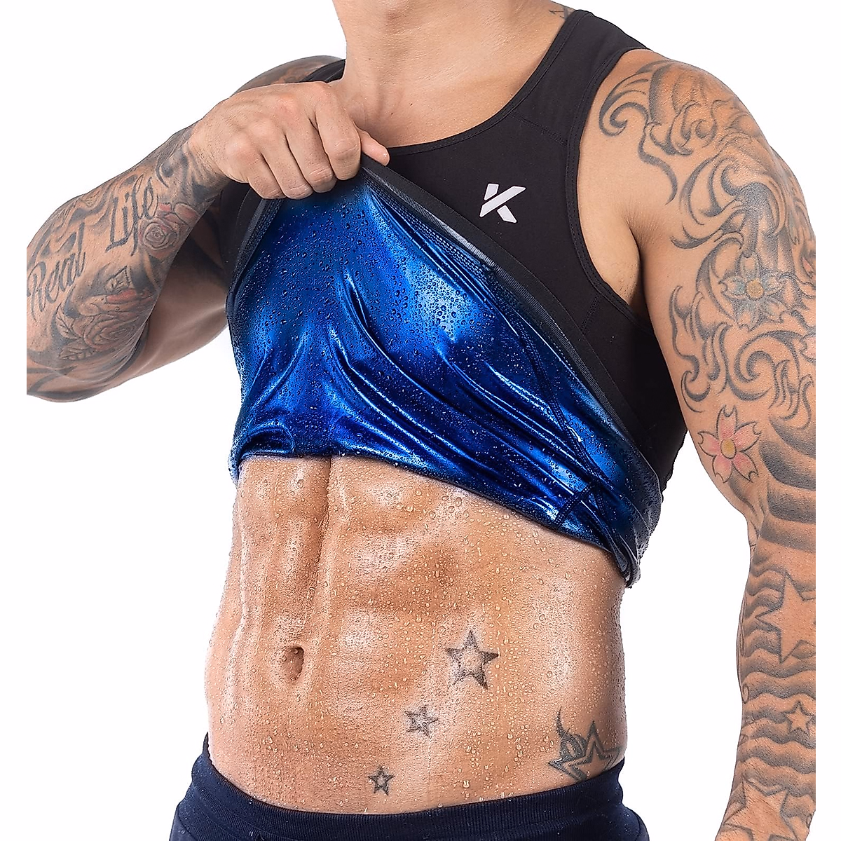 Kewlioo Men's Heat Trapping Pullover Sweat Enhancing Vest - Sauna Suit Shirt Compression Vest Shapewear Top for Gym Exercise