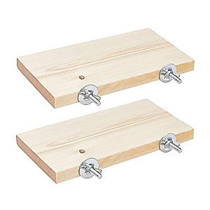 AHANDMAKER Pet Perch Platform Stand Wood, 2 Pcs Square Shelf Stand Board for Small Animals Parrot Gerbil Rat Mouse Chinchilla Hamster Cage Accessories Exercise Toys