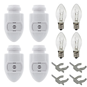 Creative Hobbies Auto On Sensor Plug in Night Light Module Includes 4 Bulbs and 4 Metal Clips, Great for Making Your Own Decorative Night Lights, Pack of 4 (White Sensor)
