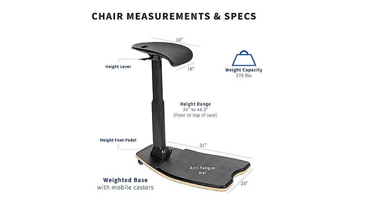 VIVO Ergonomic Leaning Perch Chair for Standing Desks