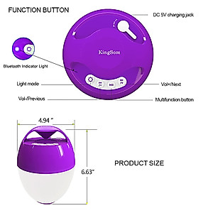 Wireless Bluetooth 5.0 Speaker, Pool Floating Speaker IP68 Waterproof with 8 Modes Color Changing Lights, HD Stereo Sound & Rich Bass, Hands-Free Portable Shower Speaker for Hot Tub, Bathtub, Outdoor