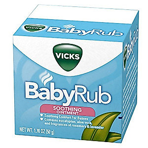 Vicks BabyRub, Non-Medicated Soothing Chest Rub Ointment with Eucalyptus, Rosemary, and Lavender to Soothe, Calm, and Relax Baby, For Babies Ages 3 Months, + 1.76 OZ