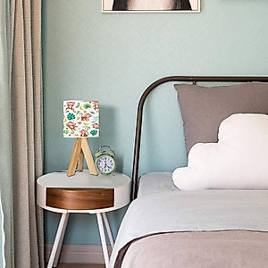 OEPWQIWEPZ Tripod Bedside Desk Table Lamp Seamless Baby Monkey Banana Tropical Leaves Cartoon Childish Jungle Wood Nightstand Lamp with Linen Fabric Shade for Nursery Bedroom Living Room Kids Room