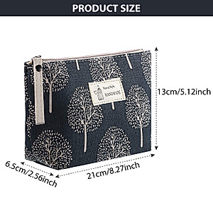 4 Pieces Canvas Cosmetic Bags Set Printed Makeup Bags with Zipper Multi-Functional Travel Pouch for Women Girls Vacation Travel Toiletry Bag, 4 Styles (Arrow, Plaid, Tree, Leave, Small)