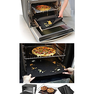 Oven Liners for Bottom of Oven, 2 Pack Large Thick Heavy Duty 100% Non-stick Reusable Teflon Oven Mat, 17”x25” Baking Mat for Electric, Gas, Toaster Ovens, Grills,Kitchen Friendly Cooking Accessory