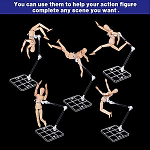 Jetec 9 Pieces Action Figure Display Holder Base Clear Action Figure Display Stand Doll Model Support Stand Action Figures Doll Display Holder Compatible with HG RG SD SHF Gundam 1/144 Toy