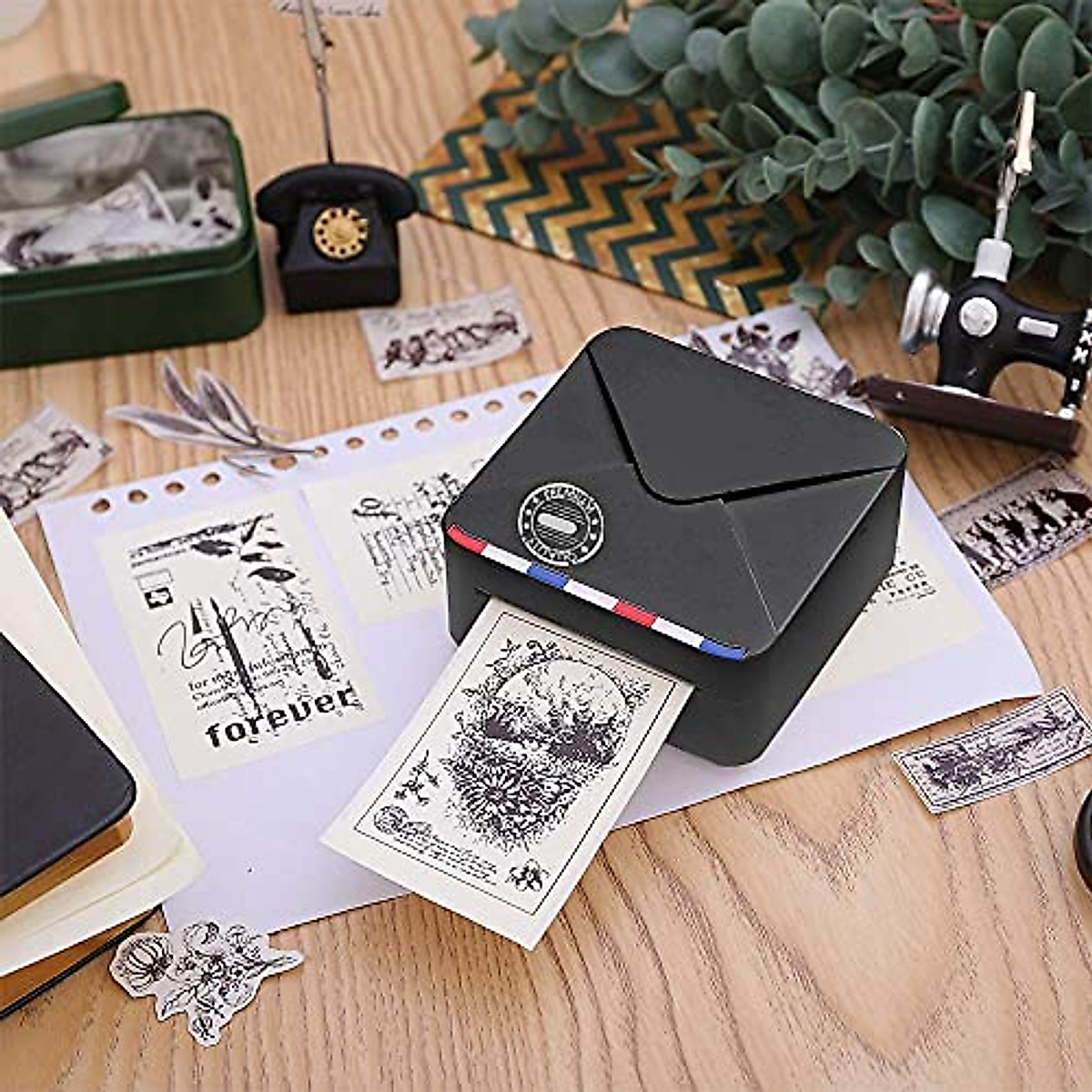 Phomemo M02S Mini Thermal Printer- Bluetooth Photo Printer with 3 Rolls Transparent Sticker Paper, Compatible with iOS + Android for Plan Journal, Study Notes, Art Creation, Work, Gift, Black