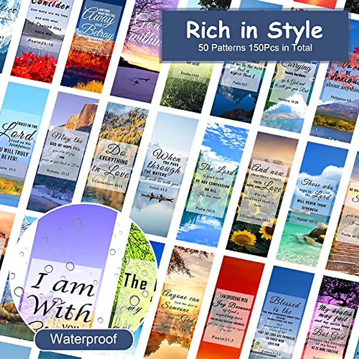 150 Pcs 50 Styles Bible Verse Bookmarks Double Sided Inspirational Scripture Christian Book Marks Motivational Book Markers Religious Bible Bookmark for Women Men Kids Christian Gifts Church Supplies