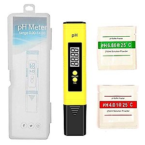 Digital PH Meter, WECHIC 0.01 PH High Accuracy Water Quality Tester with 0-14 PH Measurement Range for Household Drinking, Pool and Aquarium Water PH Tester Design with ATC (Yellow)