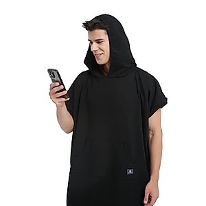Radia Smart EMF Adult Hooded Poncho - Radiation Blanket, 5G Anti-Radiation, Wearable Faraday Blanket , RF Shielding, WiFi Blocker, Protection Clothing Oversized Black