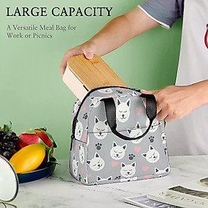 Cat Lunch Bag for Women Men, Insulated Meal Bag, Lunch Tote Bag for Work Outdoor