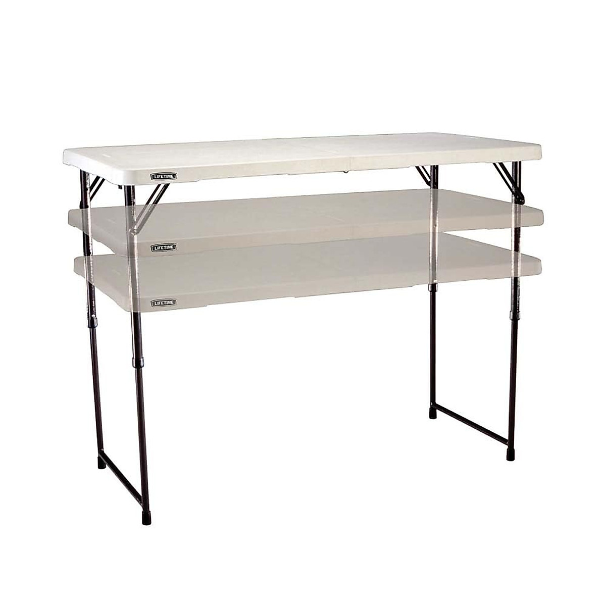 Lifetime Height Adjustable Craft Camping and Utility Folding Table, 4 Foot, 4'/48 x 24, White Granite