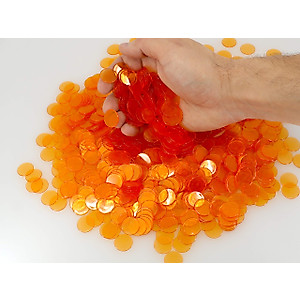 Regal Bingo Plastic Bingo Chips 500 Pcs - Clear Transparent Counters Game Chips Set for Board Game - Fun Bingo Night - 3/4 Inch Orange Color