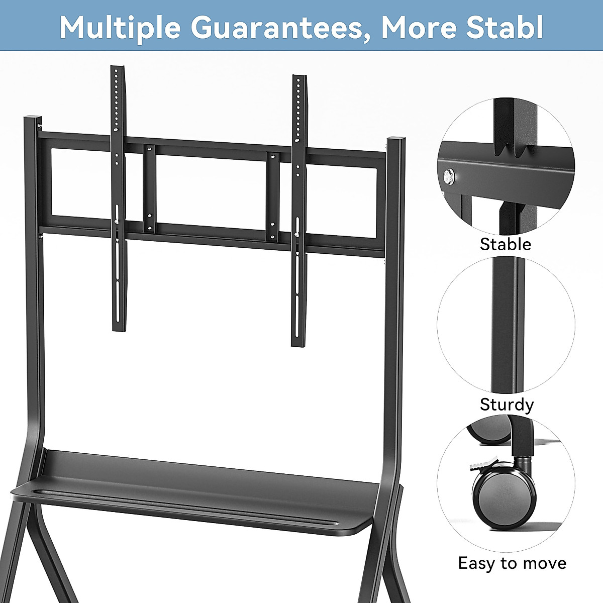 Smart Board Stand with Wheels, Mobile Rolling Interactive Whiteboard Stand with Wall Mount for 55”– 86”