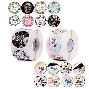 Thank You Stickers - 1.5" Thank You Stickers Roll | Multiple Designs Thank You for Supporting My Small Business Stickers | Thank You Stickers Small Business Supplies (Floral)