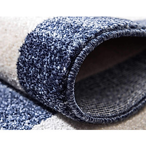 Unique Loom Del Mar Collection Area Rug - Maria (2' 7" x 10' Runner, Navy Blue/ Ivory)