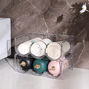 Cq acrylic Water Bottle Organizer for Cabinet,Kitchen Pantry Home Organization and Storage Shelf,2 Pack Plastic Stackable Tumbler Organizer Cabinet Organizer Wine Rack Fridge Organizer,Clear