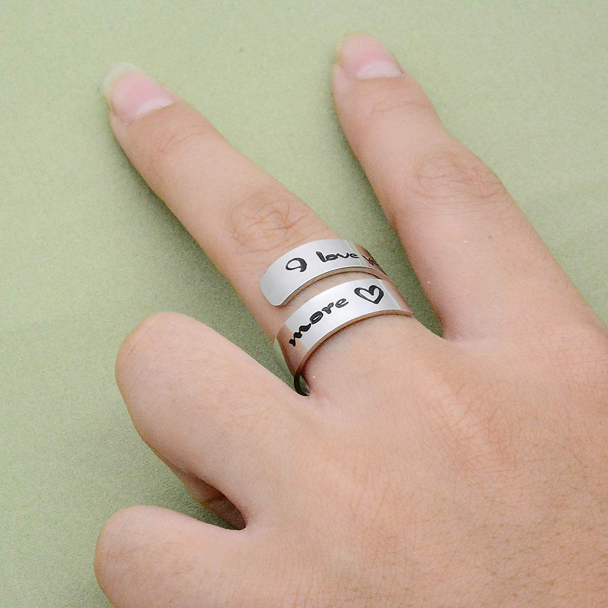 Phoenix Angela Wrap Twist Ring Adjustable Birthday Christmas Inspirational Gift Bands Cool Stacking Opening Rings for Girls Teens Women Men Friends (I love you more & most)