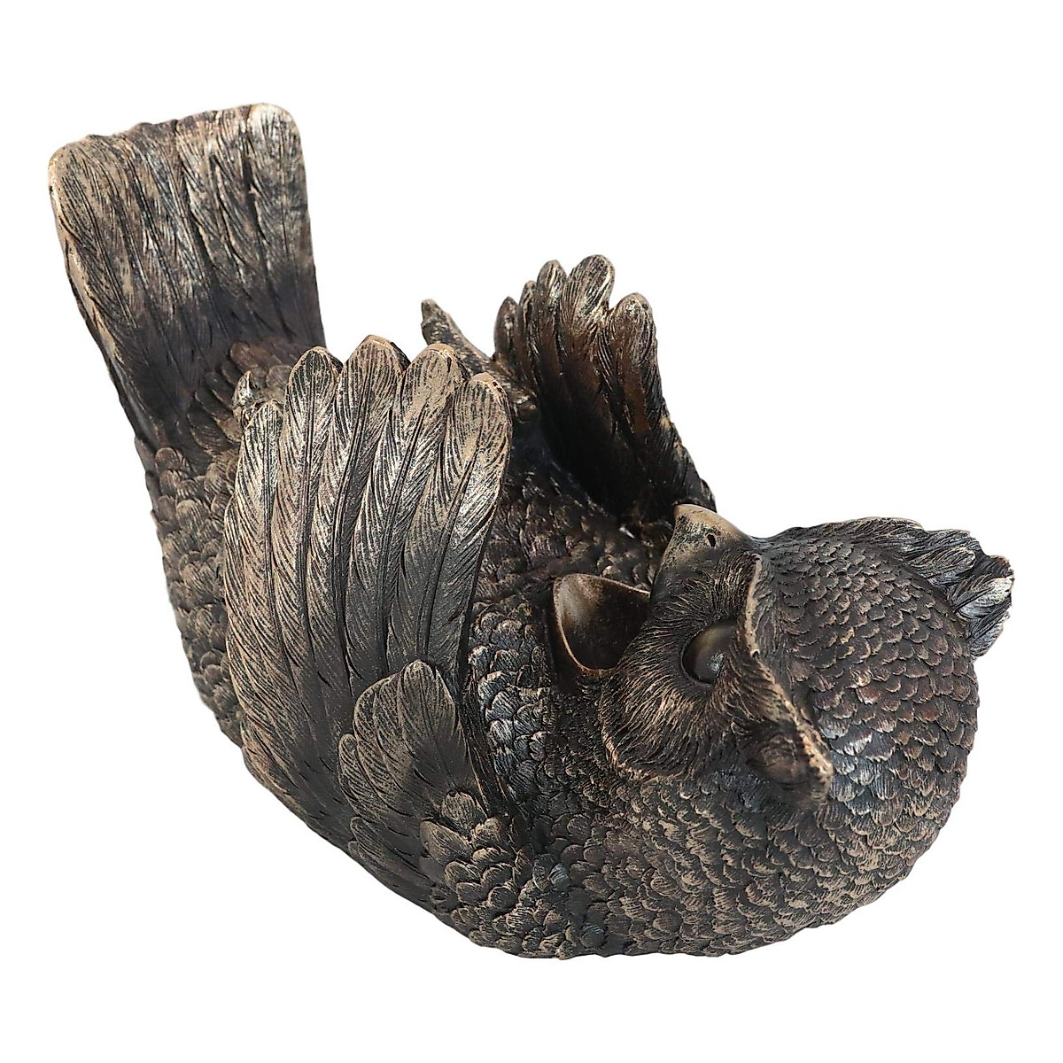 Ebros Bronzed Resin Wisdom of The Forest Great Horned Owl Drinking Wine Bottle Holder Figurine 9.25" L Decorative Party Hosting Sculpture Accessory Owls Statue