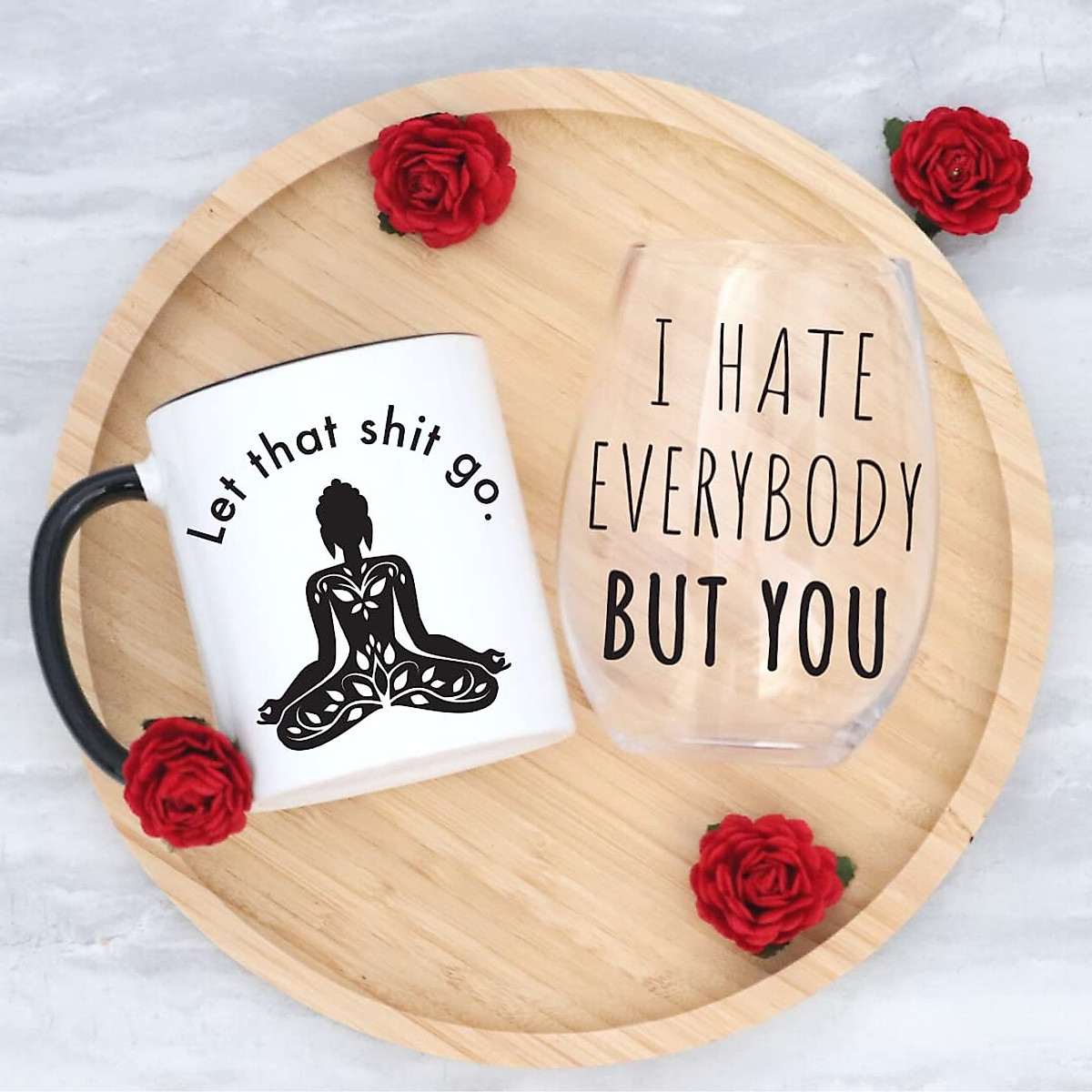 Celebrimo Funny Bestie Gifts For Women - I Hate Everybody But You Wine Glass - Funny Bestfriend Christmas Stocking Stuffers - Fun Birthday Gifts for Boyfriend, Girlfriend - Cute BFF Glass 15oz