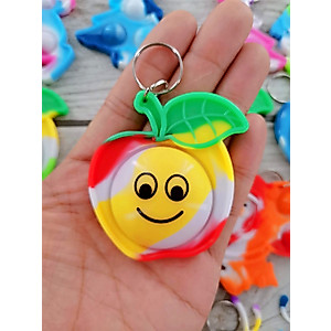 (Christmas Party Gift ）30 Packs Bulk Santa Deer Rudolph Mini Pop Fidget Key Chain， Christmas Party Favors Supplies and Student Prizes Gift