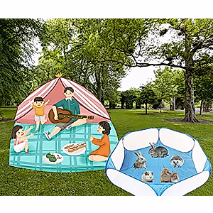 Mcgogo Guinea Pig Cage Rabbit Cage with Mat Playpen Perfect Size for Small Animal Pet Play Pen Exercise Yard Fence Portable Tent for Hamsters, Hedgehog, Puppy, Cats (Blue)