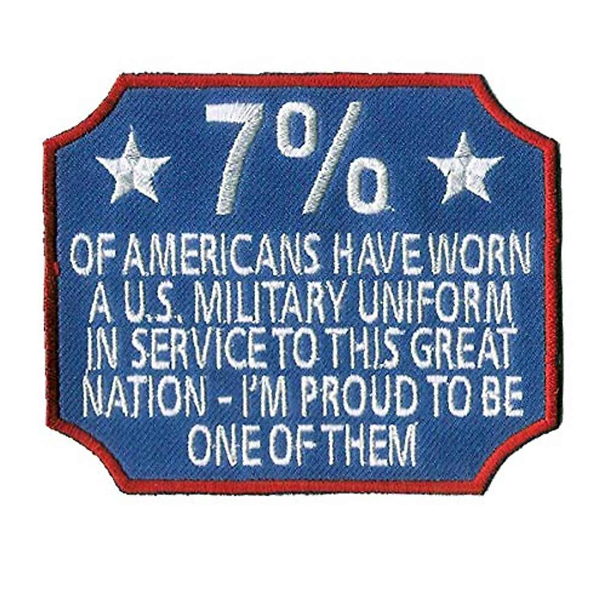 Bayonet Design - US Veterans Wax Backed Embroidered Novelty Patch - 7% Veterans - Intended for Veterans of The US Army, US Marines, US Navy, US Air-Force - 4 X 3 1/4 in. Non merrowed Edge