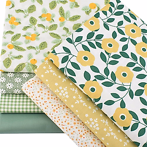 Hanjunzhao Fat Quarters Fabric Bundles,Print Floral Plaid Solid Quilting Fabric for Sewing Crafting,18 x 22 inches