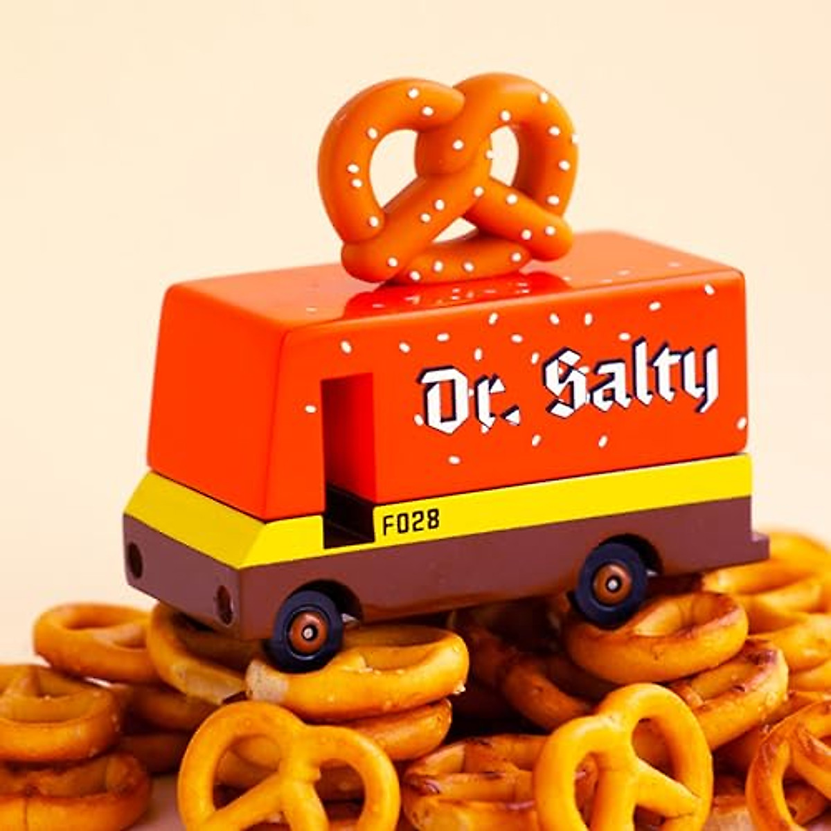 CANDYCAR® Wooden Food Truck Collection - Pretzel Van, Premium Handcrafted Beech Wood Toy Car