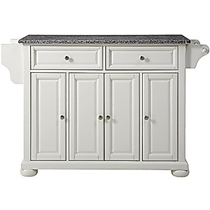 Crosley Furniture Alexandria Kitchen Island with Solid Grey Granite Top - White