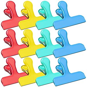 Wide Stainless Steel Chip Clips, Bag Clips Food Clips Potato Chip Clips for Chips and Other Food Bags, Heavy Duty Metal Bag Closer for Food Storage, Snack Clamps for Kitchen, Colorful