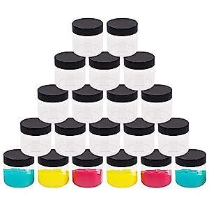 20 Pcs 2 Oz Clear Plastic Round Slime Containers,Plastic Storage Jars with Lids,Refillable Container for Slime,Cream,Cosmetic,Paint and Jewelry