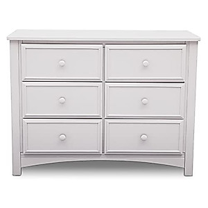 Delta Children Unisex Nursery 6 Drawer Double Dresser, Greenguard Gold Certified, Bianca White