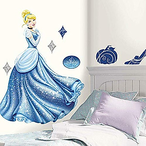 RoomMates RMK1957GM Disney Princess Cinderella Glamour Peel and Stick Giant Wall Decal,Blue