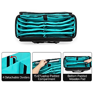LoDrid Large Cable File Bag with Inside Padded Bottom and Detachable Dividers, DJ Bag with Multiple Pockets for 15.6” Laptop, DJ Gear, Sound Instrument, and Music Equipment, Black