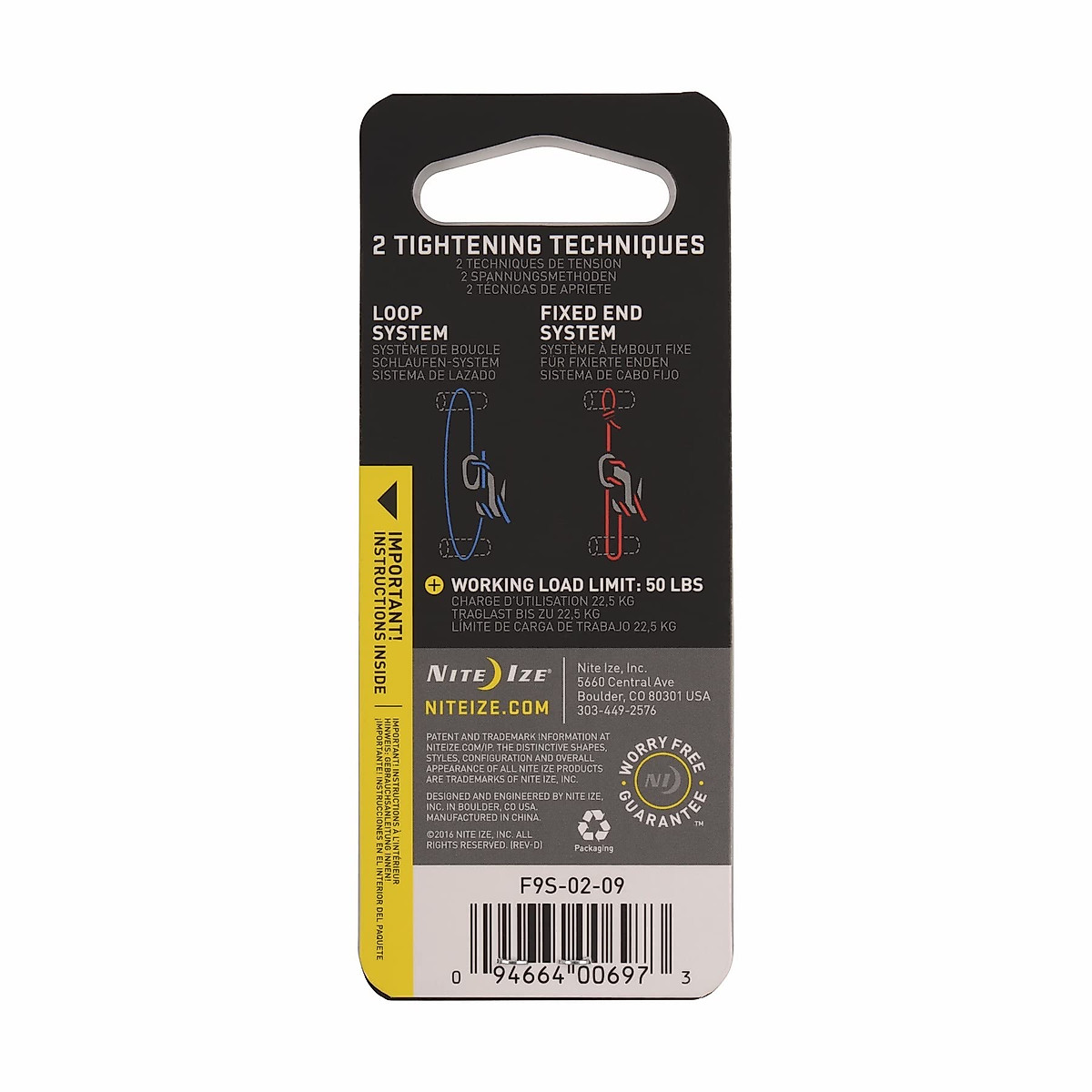 Nite Ize Figure 9 Rope Tightener, Small - Aluminum (3-Pack)