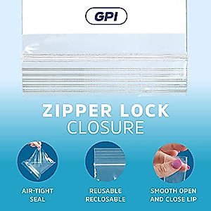 2Mil Small Plastic Bags 2 x 3 inches, 500 Pack Zip Bags, Write on White Block, Reclosable Zipper Small Plastic Storage Baggies GPI Brand, for Daily Vitamin, Pill, Jewelry, Candy