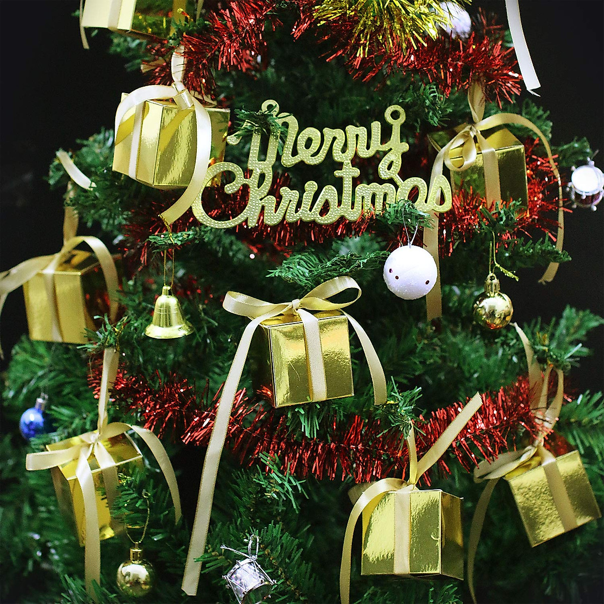 KPOSIYA 100 Pack Favor Boxes 2x2x2 inch Candy Boxes Gold Gift Boxes with Ribbons for Wedding Baby Shower Decorations Birthday Party Supplies