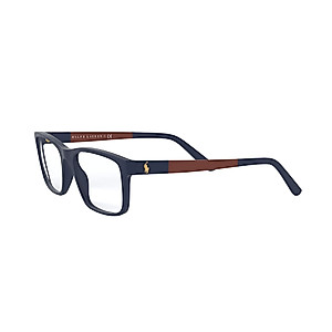 Polo Ralph Lauren Men's PH2212 Rectangular Prescription Eyewear Frames, Matte Navy Blue/Demo Lens, 55 mm