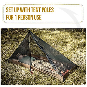 OneTigris Mesh Teepee Tent, Ultralight 1 Person Screen Room with Waterproof Bathtub Floor for Outdoor Camping Hiking Backpacking Bushcraft Tarp Hot Tent Shelter