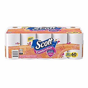Scott Comfortplus Toilet Paper Double Roll Bath Tissue, 30 Count
