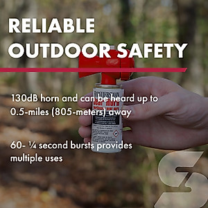 SABRE Frontiersman Bear Horn with On/Off Locking Top, 130dB Heard Up to 0.5-Miles Away Helps Keep Bears Away, Compact & Reusable with 60 1/4-Second Bursts