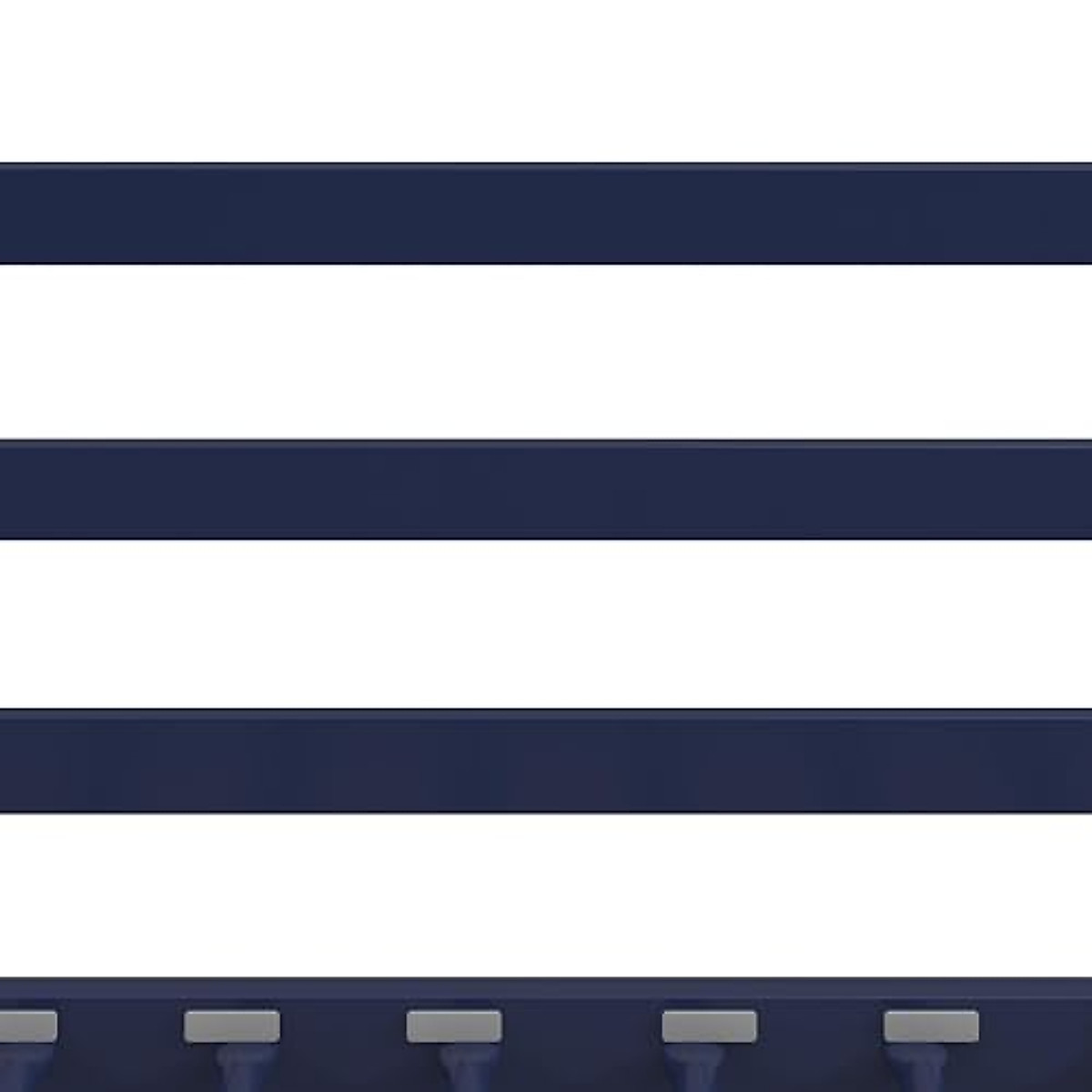 DHP Miles Low Metal Bunk Bed Frame for Kids, With Built-in Ladder, High Guardrail and Metal Slats, Floor Bed Bottom Bunk, No Boxspring Required, For Small Spaces, Full-Over-Full, Blue