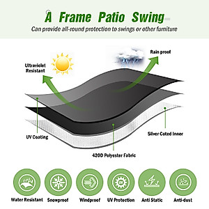 Kasla Outdoor Swing Cover,Patio Swing Cover,Swing Cover for Outdoor Furniture Porch Cover Glider Hammock Cover Waterproof -89" L×50" W×77" H