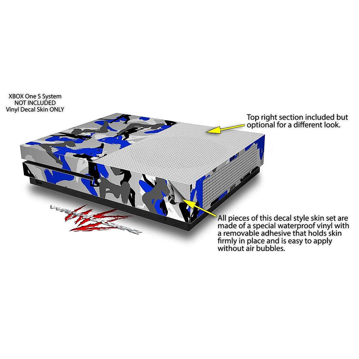 WraptorSkinz Decal Vinyl Skin Wrap Compatible with Xbox One S Console and Controllers - Sexy Girl Silhouette Camo Blue
