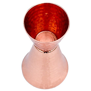Prince of Scots Premium Hammered Pure Solid Copper Double Side Jigger, 1 ounce and 2 ounce Cups with 5 marks for measurement