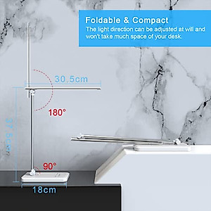 Aourow Desk Lamp LED Dimmable,Table Lamp with 5 Light Modes and 5 Brightness Levels for Home Office,Touch Desk Light with 45 Minute Timer for Bedside Reading,White(USB Charger NOT Included)